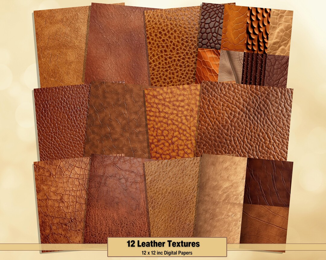 Printable Leather Textures Digital Papers, Rustic Leather Page, Brown ...