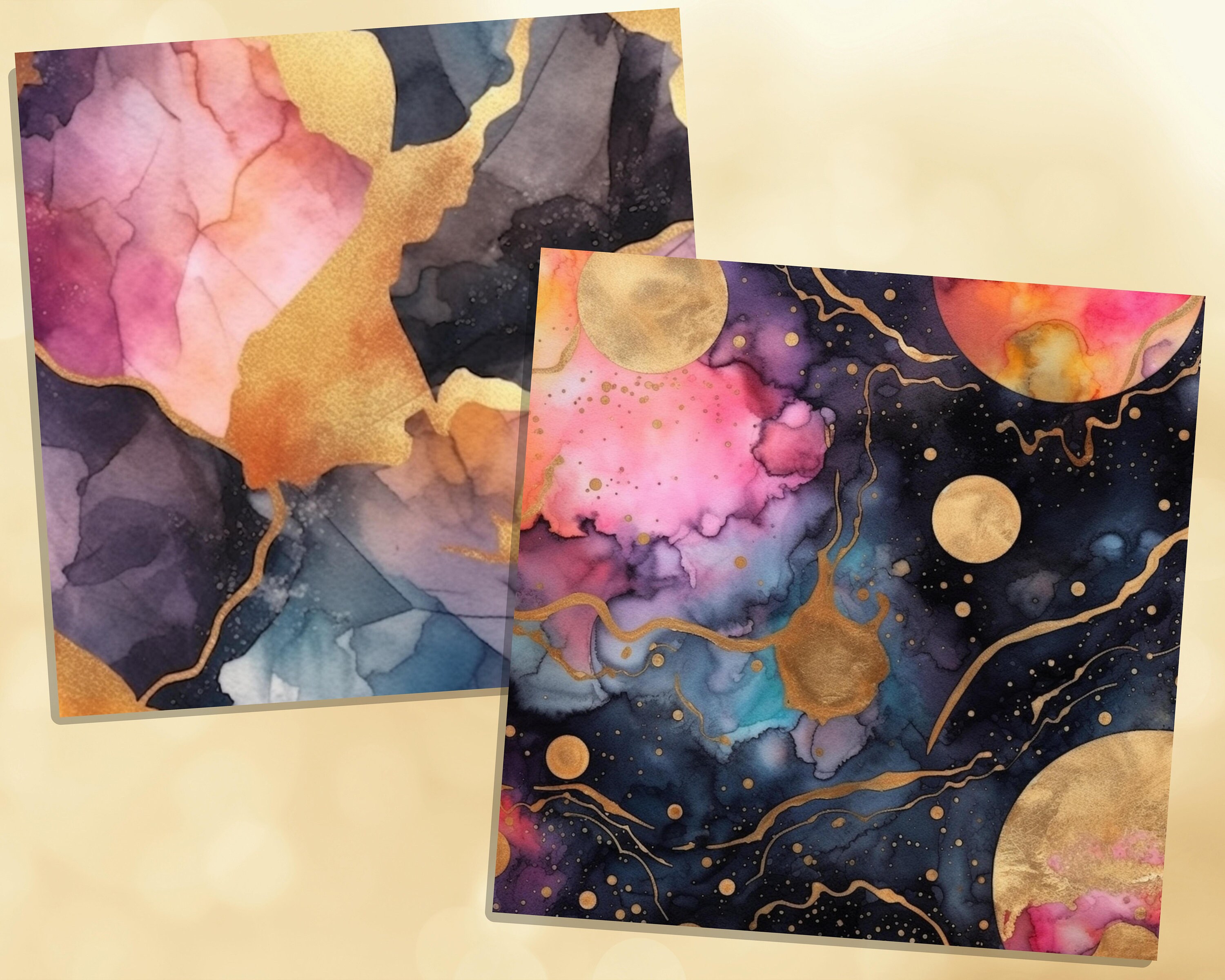 Printable Dark Fantasy Watercolor Digital Papers Celestial - Etsy