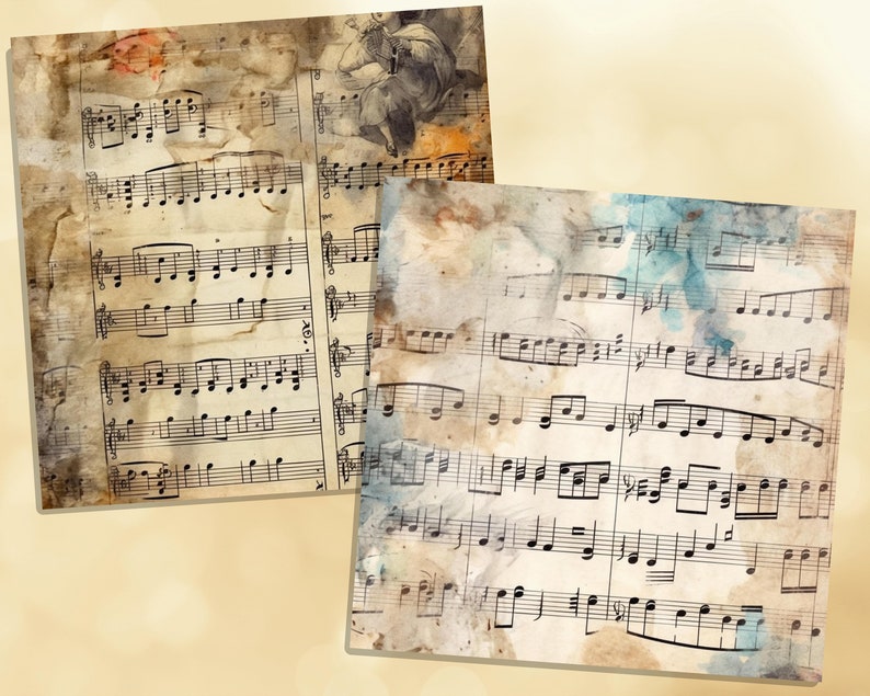Printable Illustrated Sheet Music Digital Paper, Music Pages ...