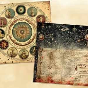 Printable Mystic Occult Digital Papers, Vintage Pages, Background ...
