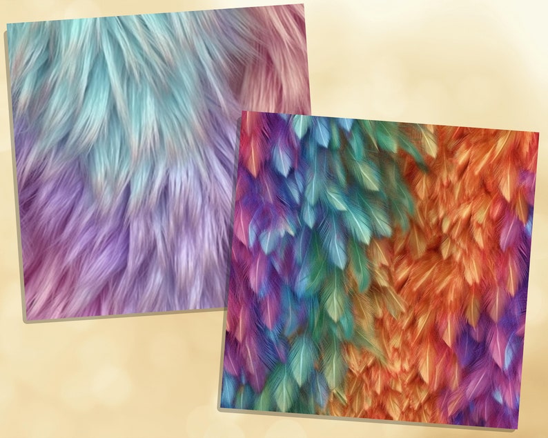 Printable Iridescent Fur Textures Digital Papers, Rainbow Fur Pages ...
