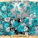 Printable Teal and Silver Floral Digital Papers, Turquoise Rose Page ...