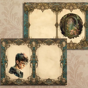 Printable Dark Academia Digital Paper, Wizard Ephemera, Gothic Framed ...