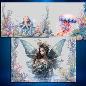 Printable Underwater Fairy Digital Paper, Enchanted Ephemera, Fantasy ...
