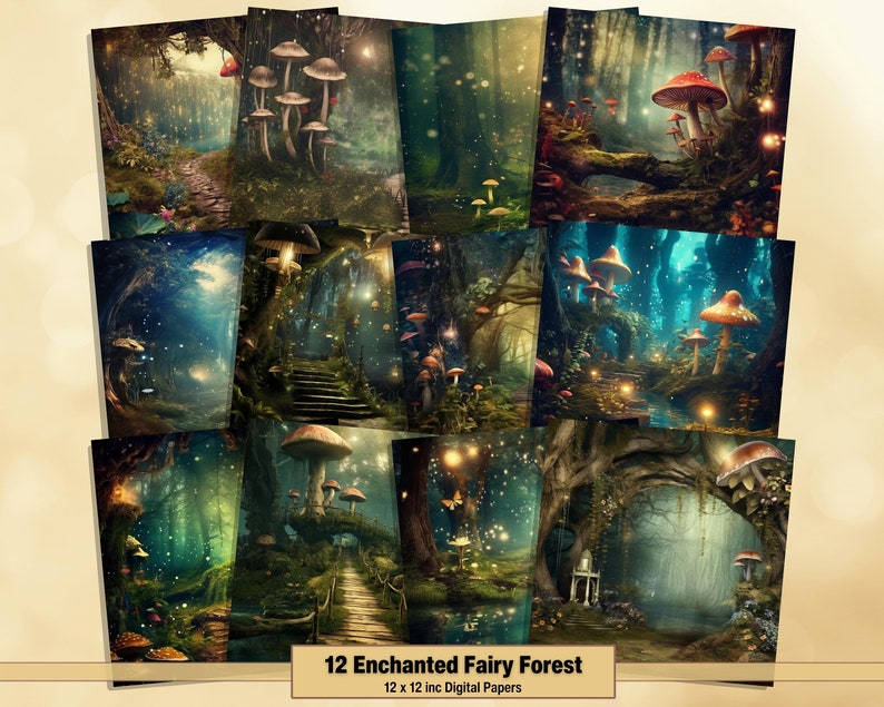 Printable Enchanted Fairy Forest Digital Papers, Fantasy Pages ...