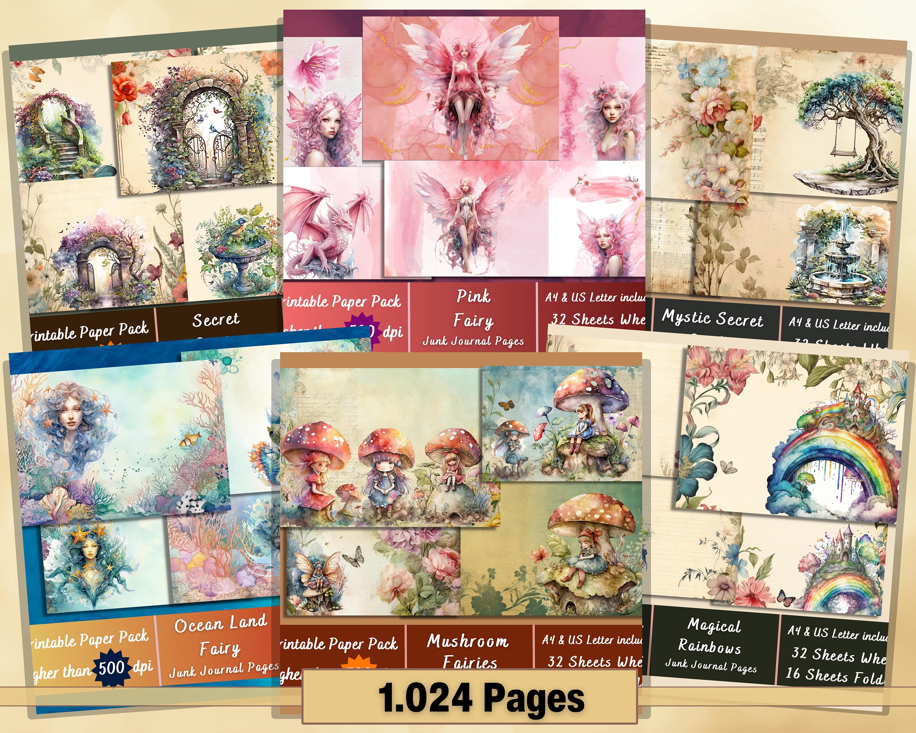 Printable Fairy & Fantasy Digital Paper Mega Bundle Magic - Etsy