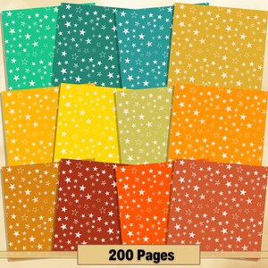 Printable 200 Seamless Star Pattern Digital Papers, Stars Colour Pages ...