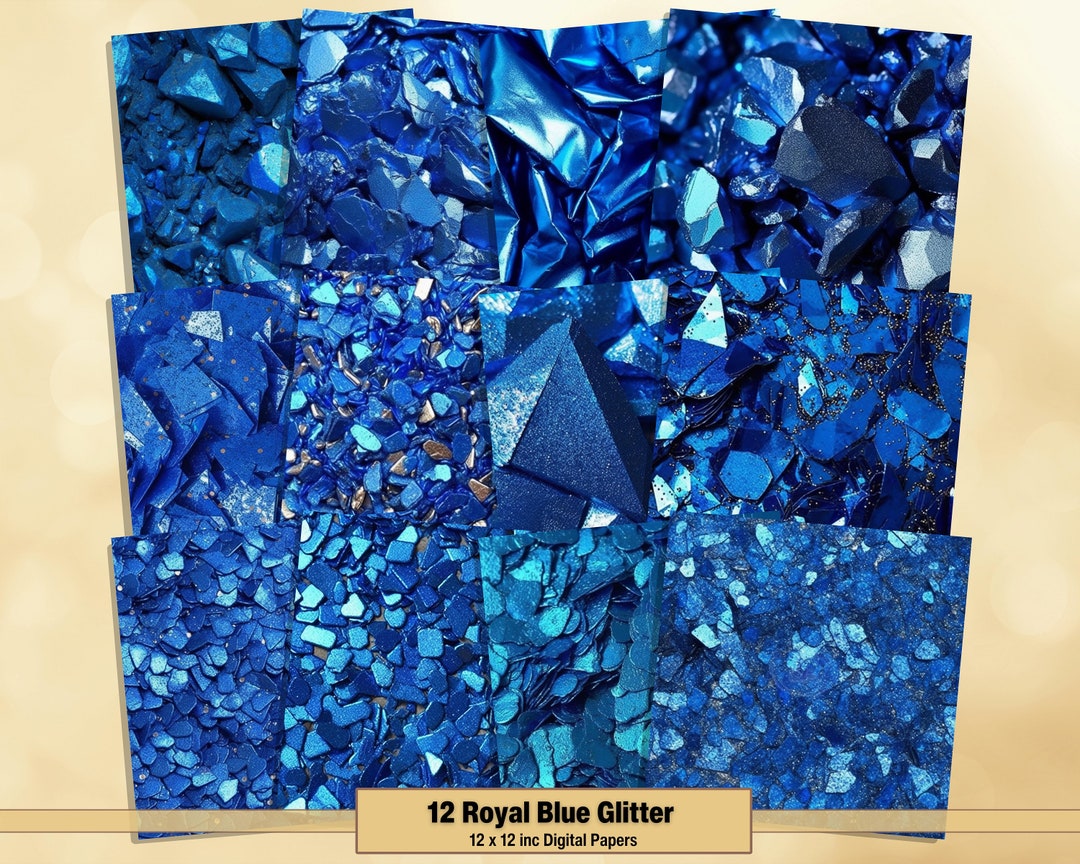 Printable Royal Blue Glitter Digital Papers, Blue Sequin Pages, Foil ...