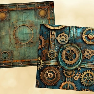 Printable Steampunk Digital Papers, Industrial Pages, Masculine ...
