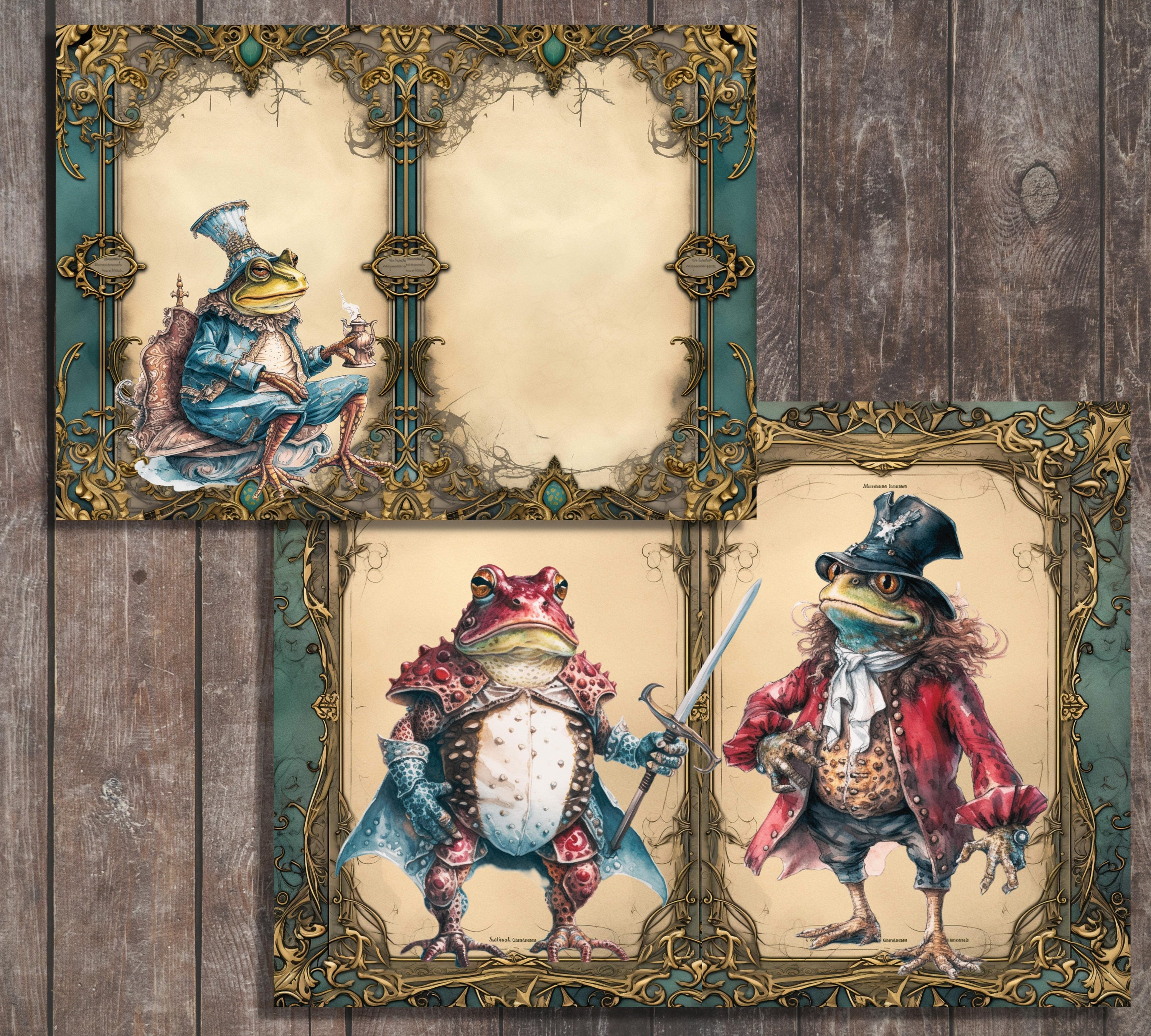 Printable Victorian Frog Digital Paper Dressed Animal - Etsy