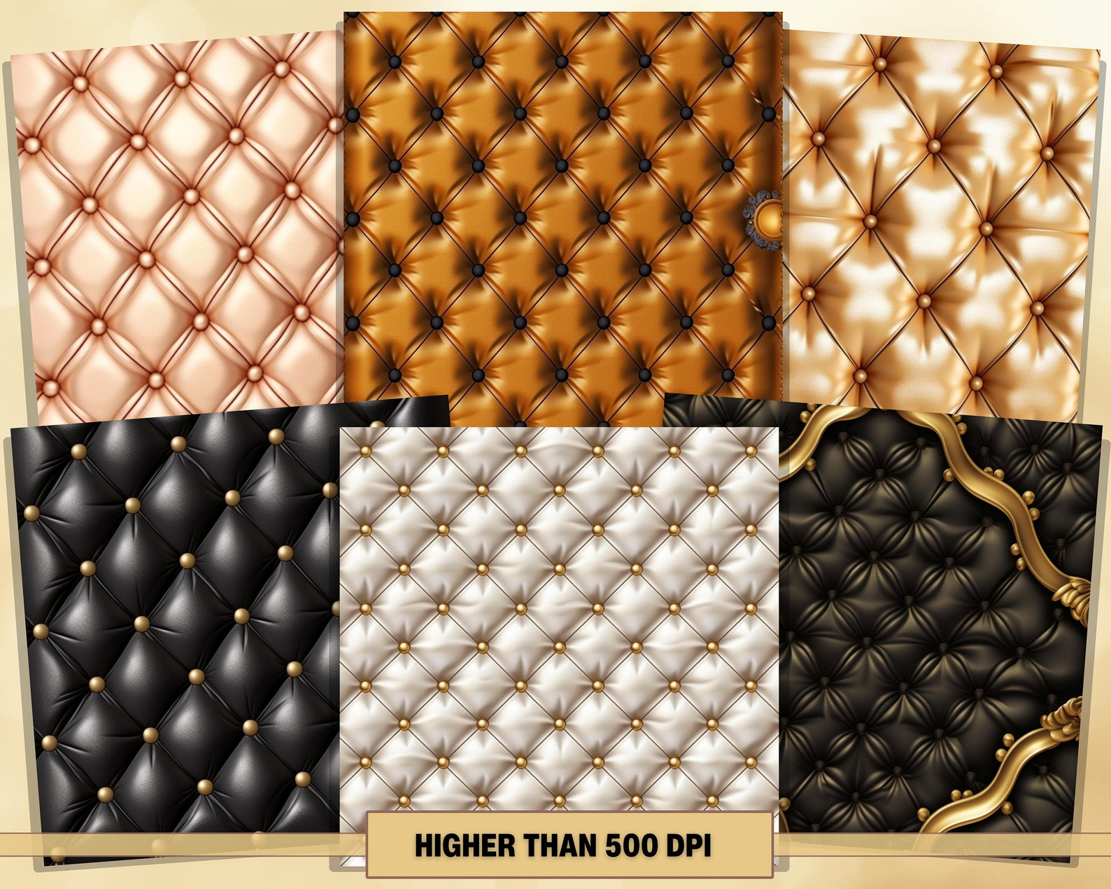 Printable Luxury Quilted Digital Papers, Tufted Textures Pages ...