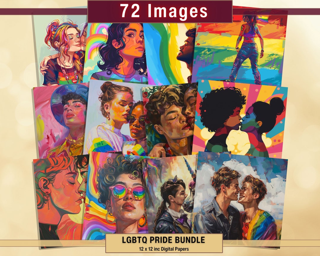 72 LGBTQ+ Pride Month Digital Papers, Printable Lesbian Gay Pages ...