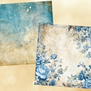 Printable Vintage Blue Digital Paper, Pretty Pages, Shabby Chic ...