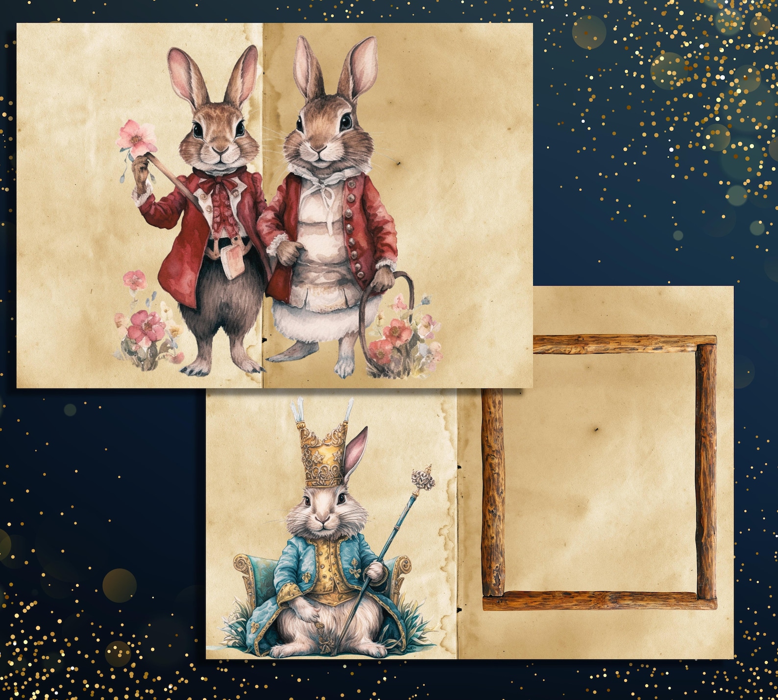 Printable Victorian Rabbit Digital Paper Dressed Animals - Etsy