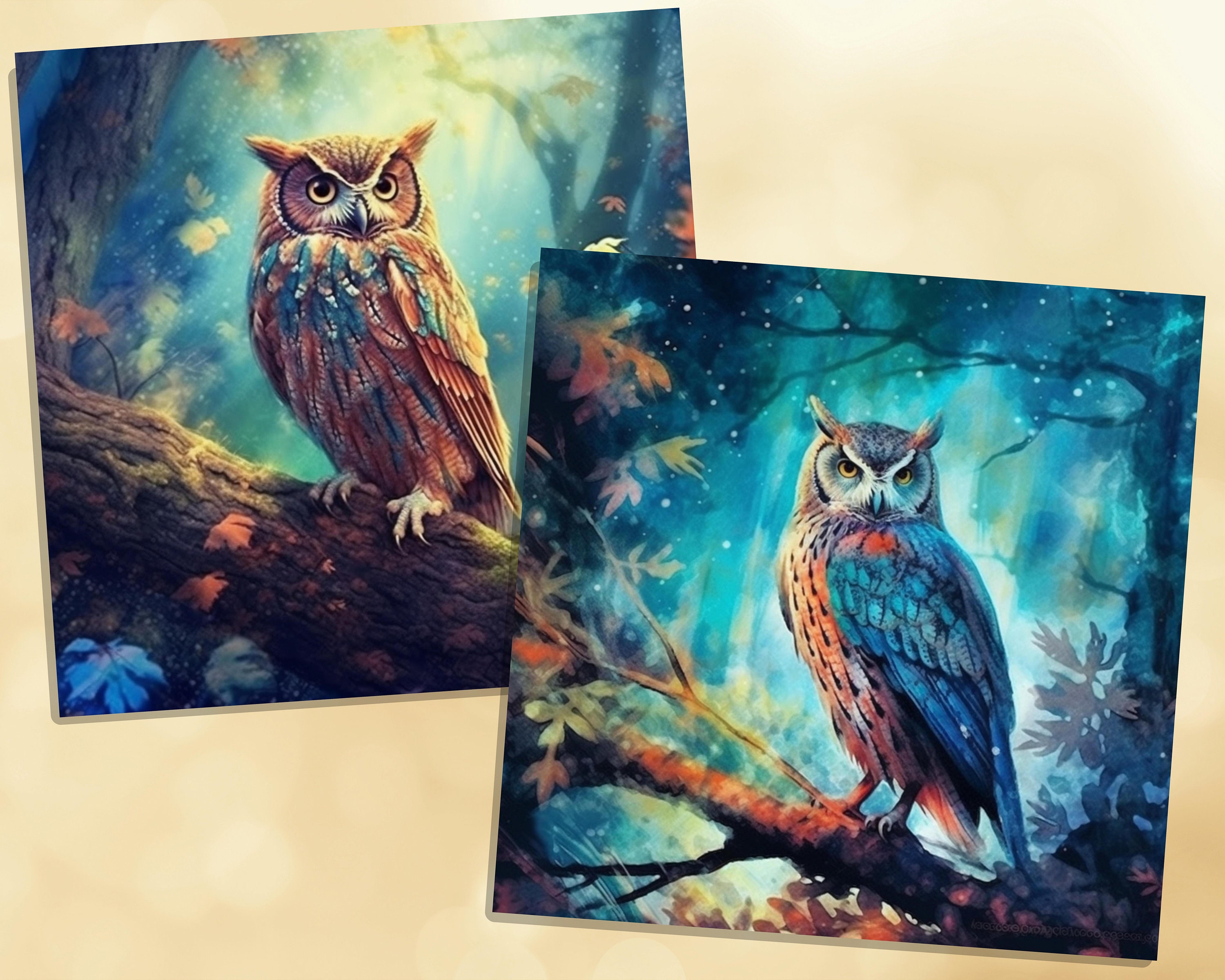 Printable Vintage Owl Digital Papers Forest Owl Pages - Etsy