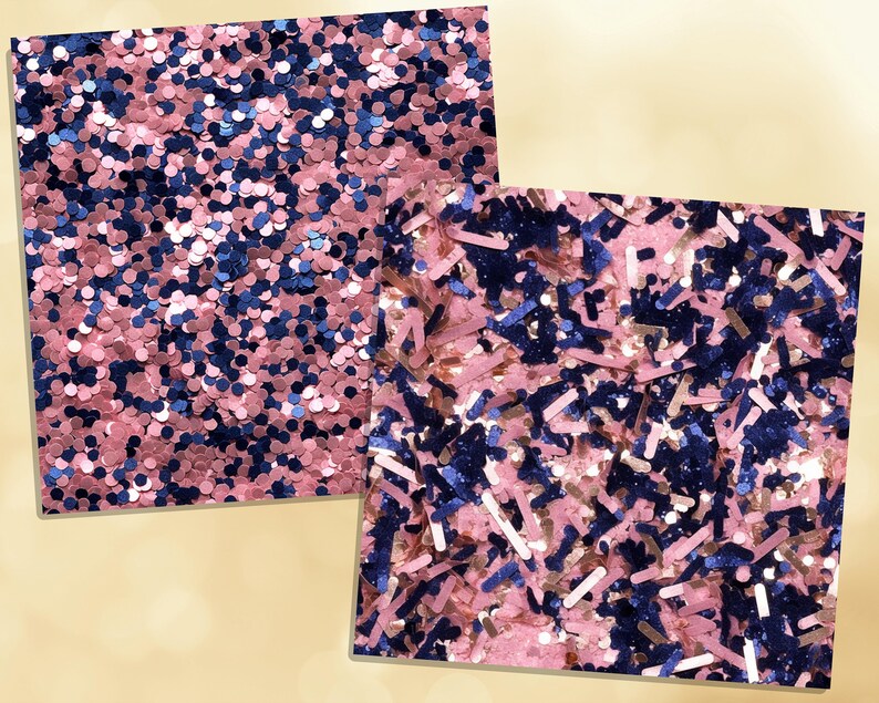 Printable Navy Blue & Pink Glitter Digital Papers Blush Navy - Etsy