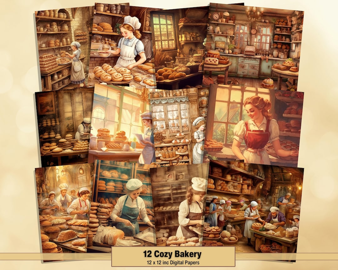 Printable Cozy Bakery Digital Papers, Pastry Pages, Baking Background ...
