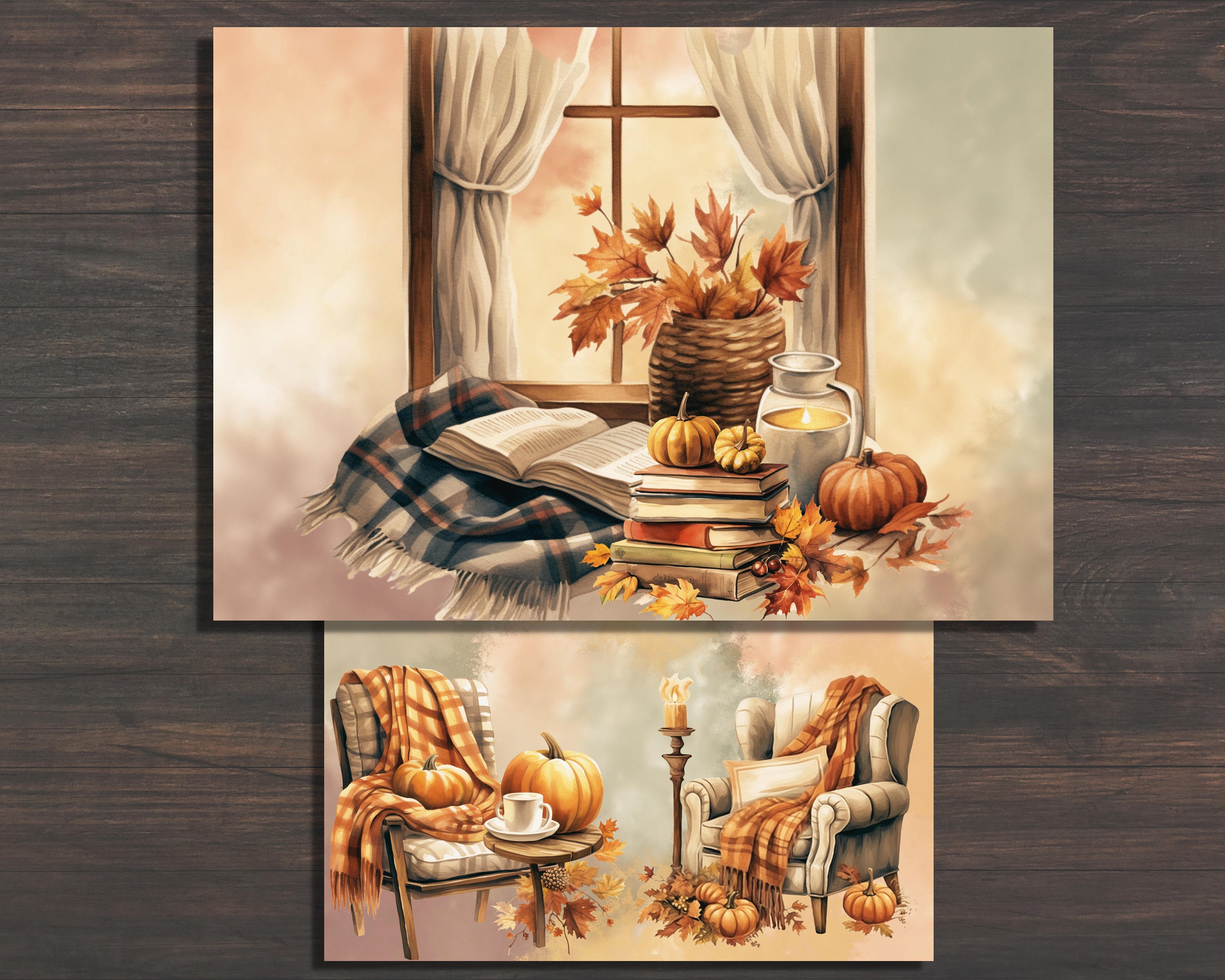 Printable Watercolour Cozy Fall Paper, Cozy Autumn Ephemera, Autumn ...