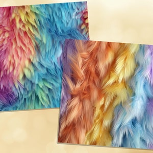 Printable Iridescent Fur Textures Digital Papers, Rainbow Fur Pages ...