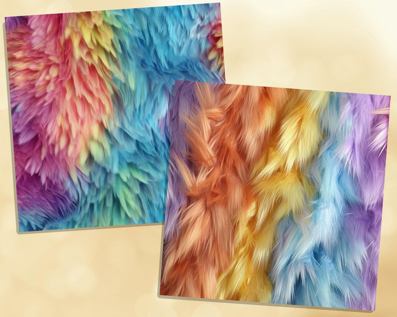 Printable Iridescent Fur Textures Digital Papers, Rainbow Fur Pages ...
