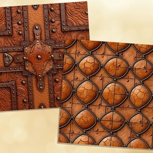 Printable Brown Leather Textures Digital Papers, Tooled Leather Page ...