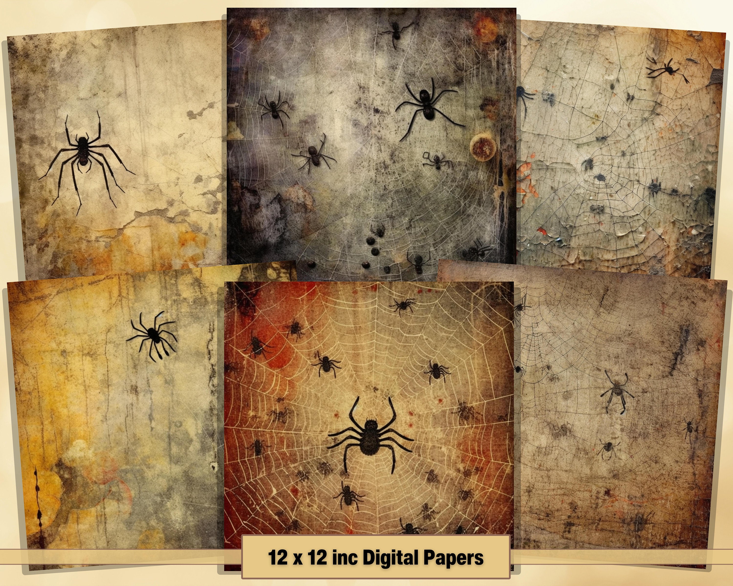 Printable Spider Grunge Cobweb Digital Paper, Halloween Page ...