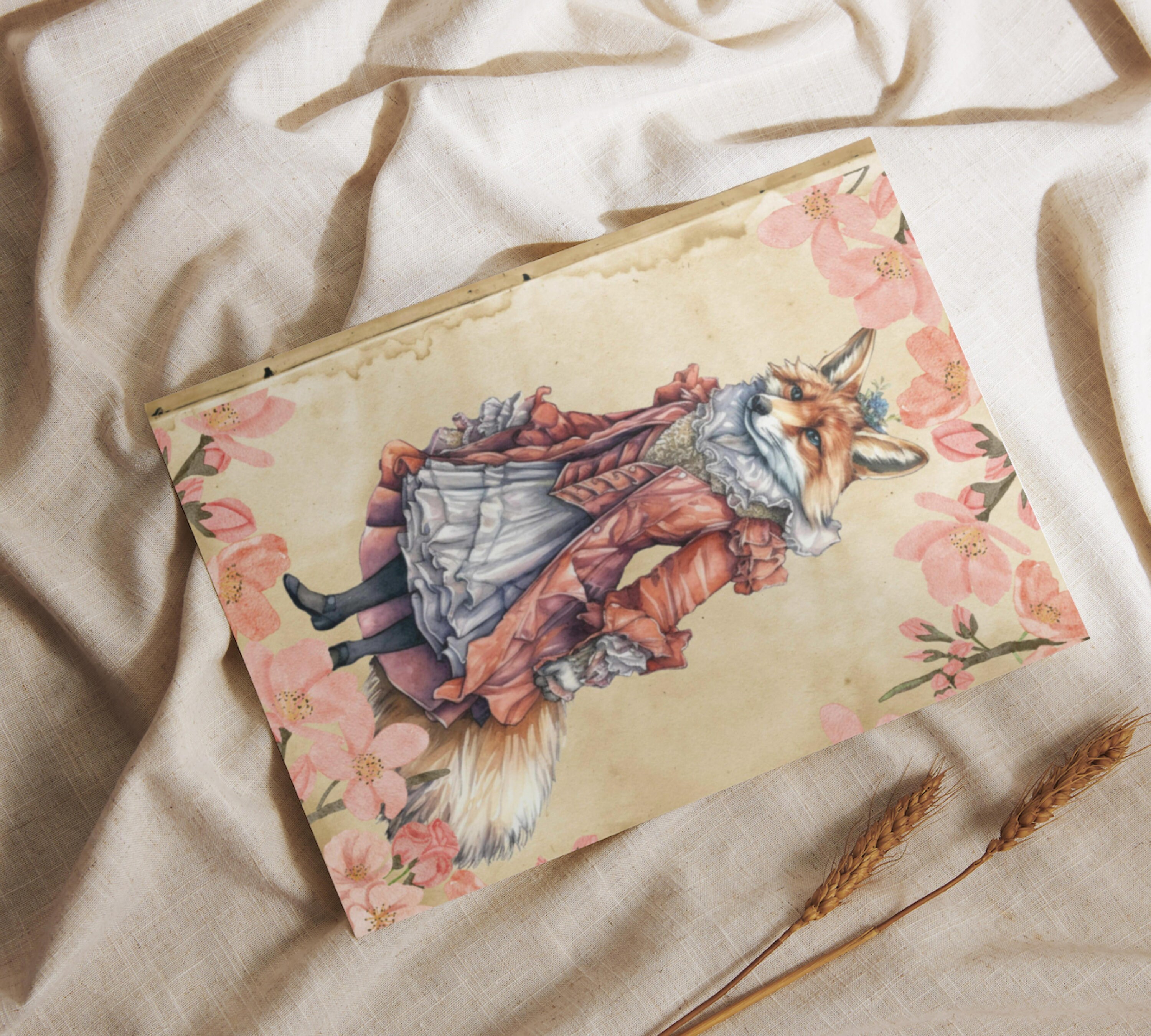 Printable Fox Fancy Paper, Dressed Foxes Ephemera, Victorian Fox Page ...