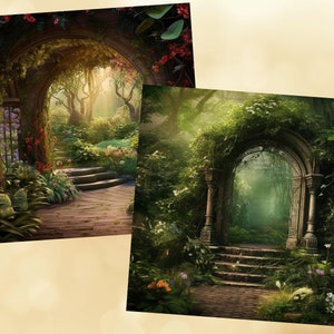 Printable Enchanted Garden Digital Paper, Magical Garden Pages ...