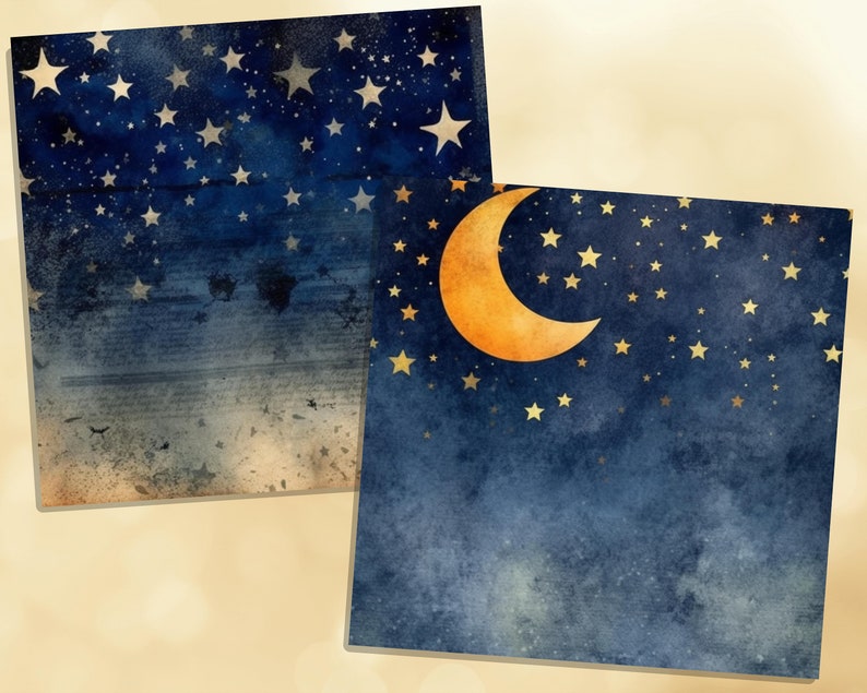 Printable Twilight Skies Digital Papers, Night Sky and Stars Pages ...