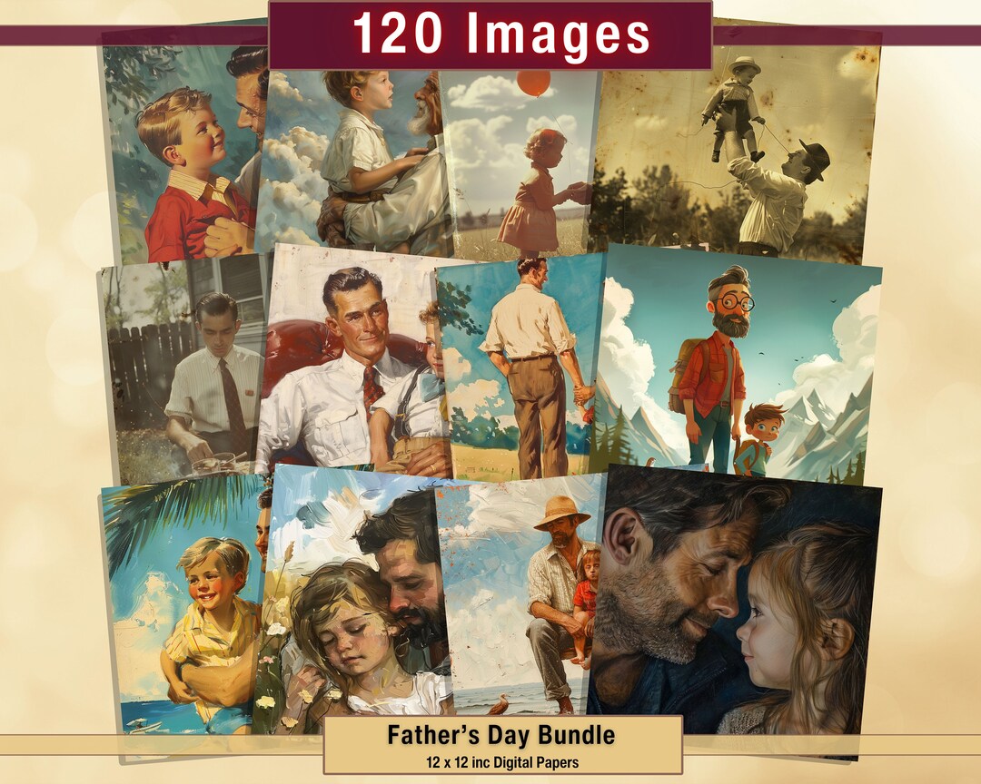 Father's Day Digital Papers, Printable Fathers and Daughters Pages ...