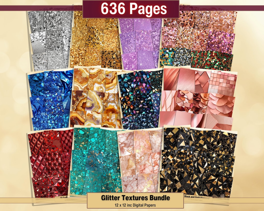 Printable Glitter Textures Digital Paper Mega Bundle, Glam Page Bundles ...