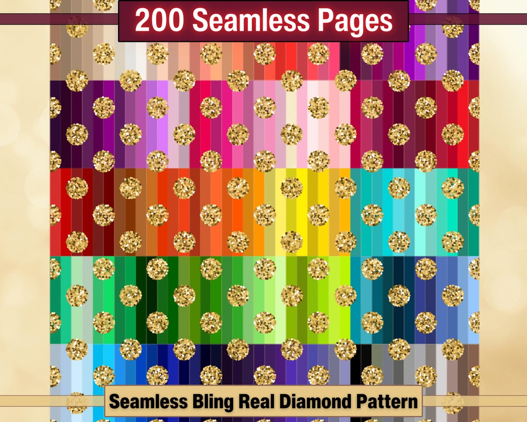 Printable 200 Seamless Bling Diamonds Pattern Digital Papers, Rainbow ...
