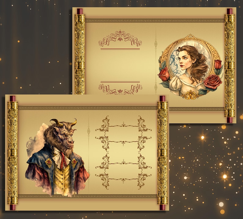 Printable Beauty and the Beast Paper, Belle Beauty Ephemera, Beauty and ...