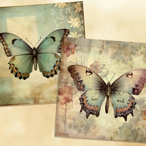 Printable Vintage Butterfly Digital Papers, Mystical Moth Pages ...