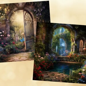 Printable Enchanted Garden Digital Paper, Magical Garden Pages ...
