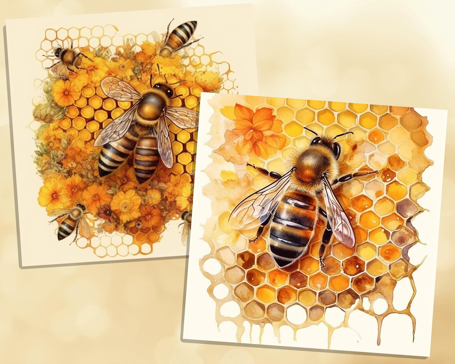 Printable Floral Honey Bee Digital Papers, Beehive Pages, Bee ...