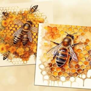 Printable Floral Honey Bee Digital Papers, Beehive Pages, Bee ...