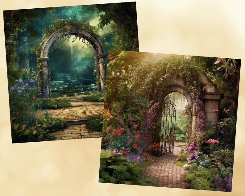 Printable Enchanted Garden Digital Paper, Magical Garden Pages ...