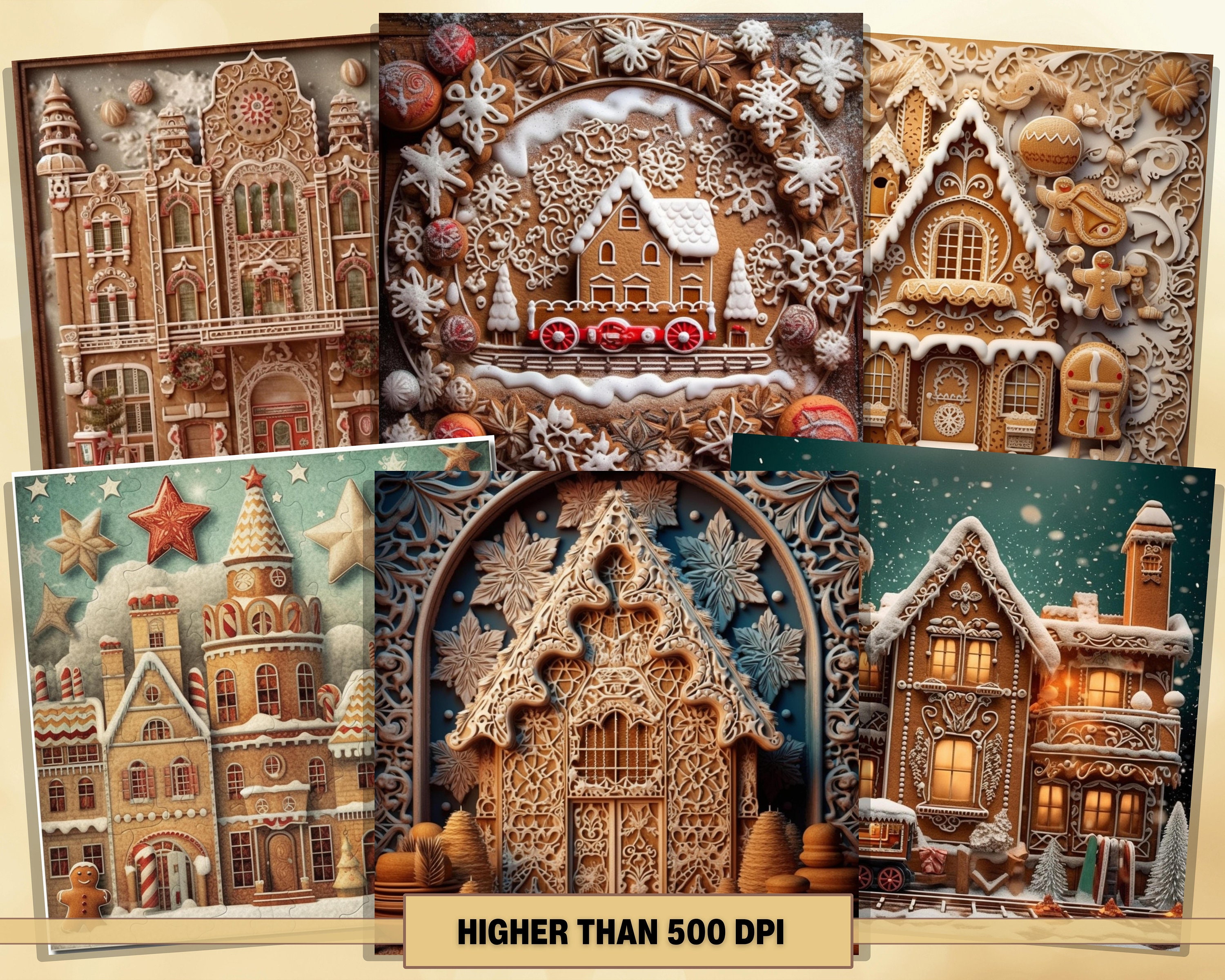 Printable Gingerbread Christmas House Digital Papers, Cookie Pages ...