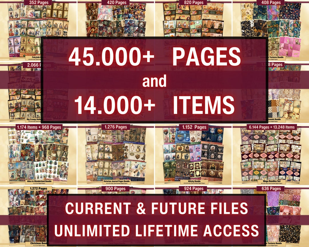 WHOLE ENTIRE SHOP Mega Bundles Digital Papers, All in One Pages ...