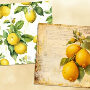 Printable Vintage Lemon Digital Paper, Summer Fruit Pages, Background ...