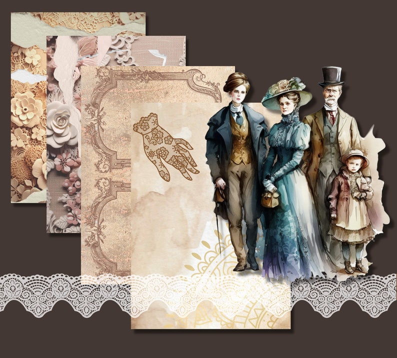 Printable Victorian Era Digital Paper, Victorian Gentlemen Ephemera ...