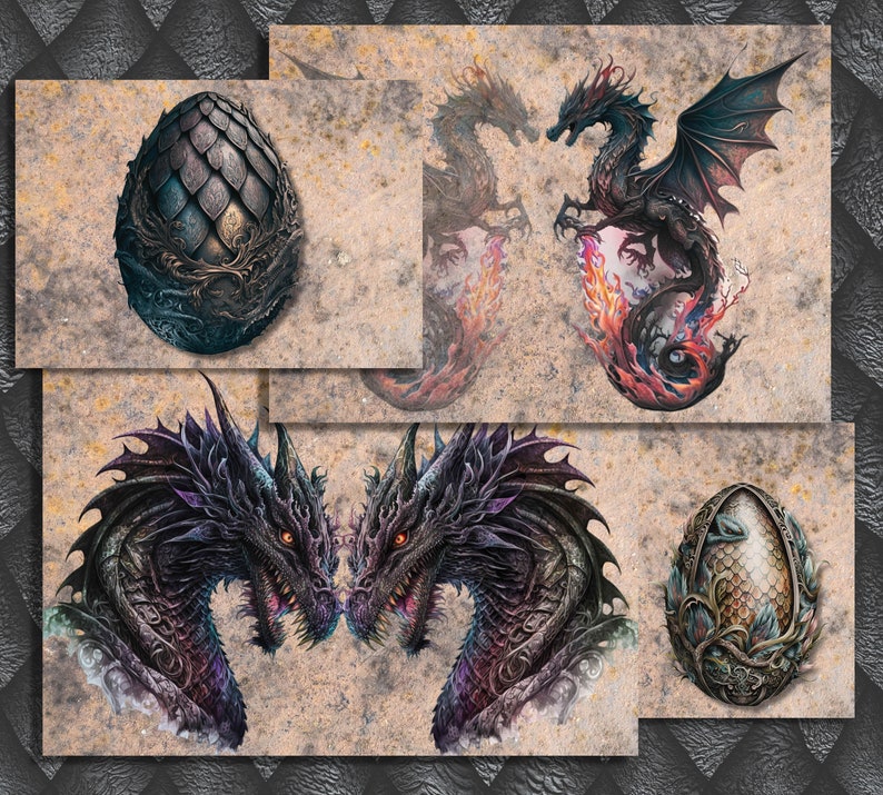 Gothic Dragons Junk Journal Pages Printable Victorian Dark - Etsy