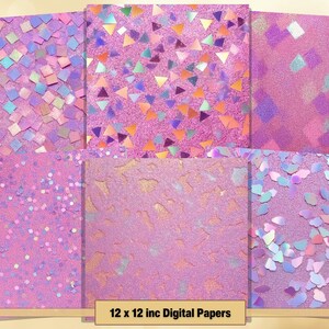 Printable Pink Glitter Digital Papers, Iridescent Texture Pages, Pink ...