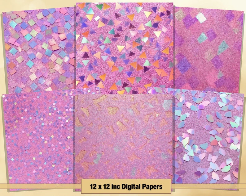Printable Pink Glitter Digital Papers Iridescent Texture - Etsy