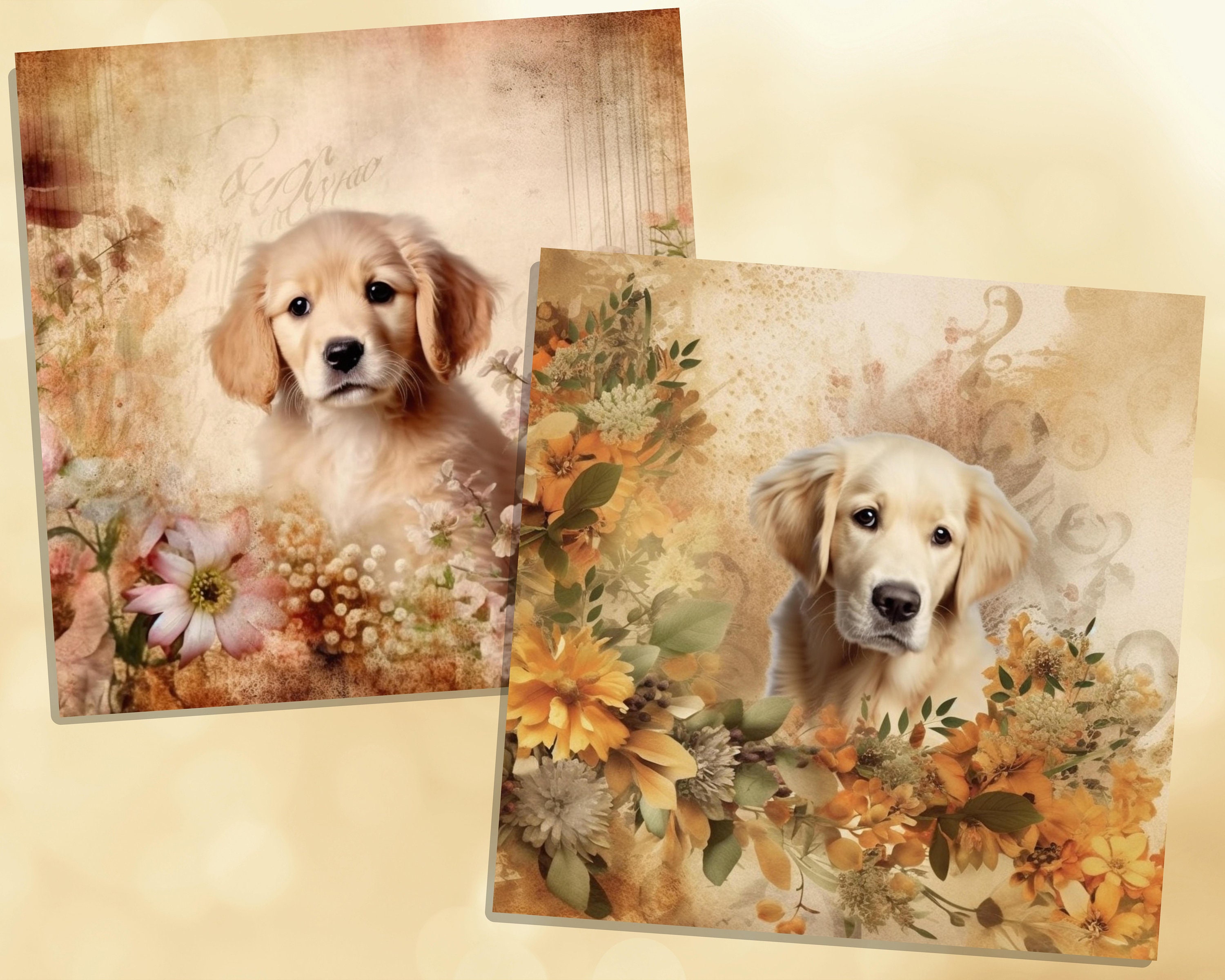 Printable Cute Puppy Digital Papers Floral Puppy Pages Cute - Etsy ...
