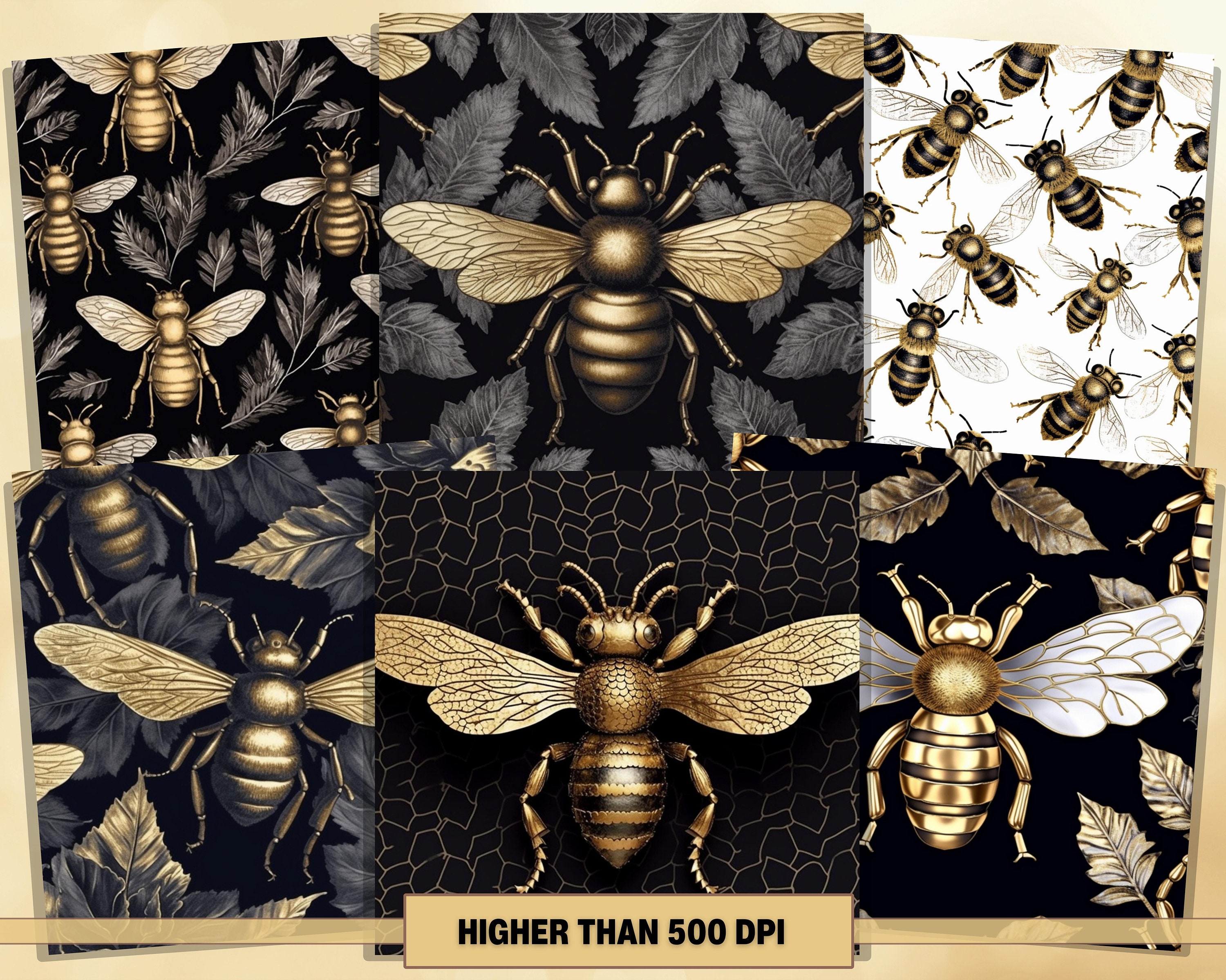 Printable Black and Gold Bee Digital Papers Honey Bee Pages - Etsy ...