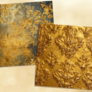 Printable Baroque Patterns Digital Papers, Gold Shabby Pages, Rococo ...