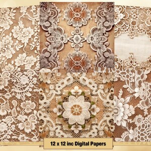 Printable Vintage Lace Digital Paper, Lace Pages, Laced Background ...