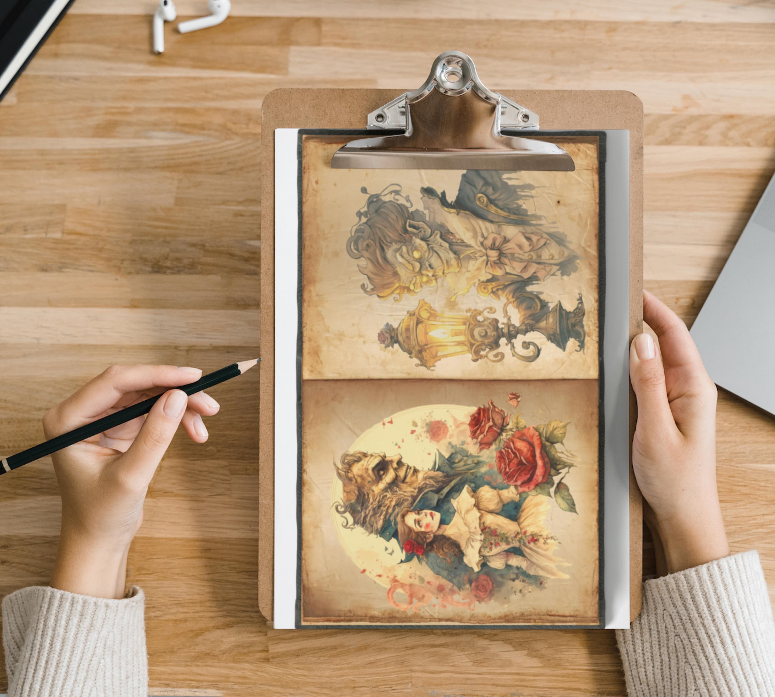 Printable Beauty and the Beast Paper Belle Beauty Ephemera - Etsy UK